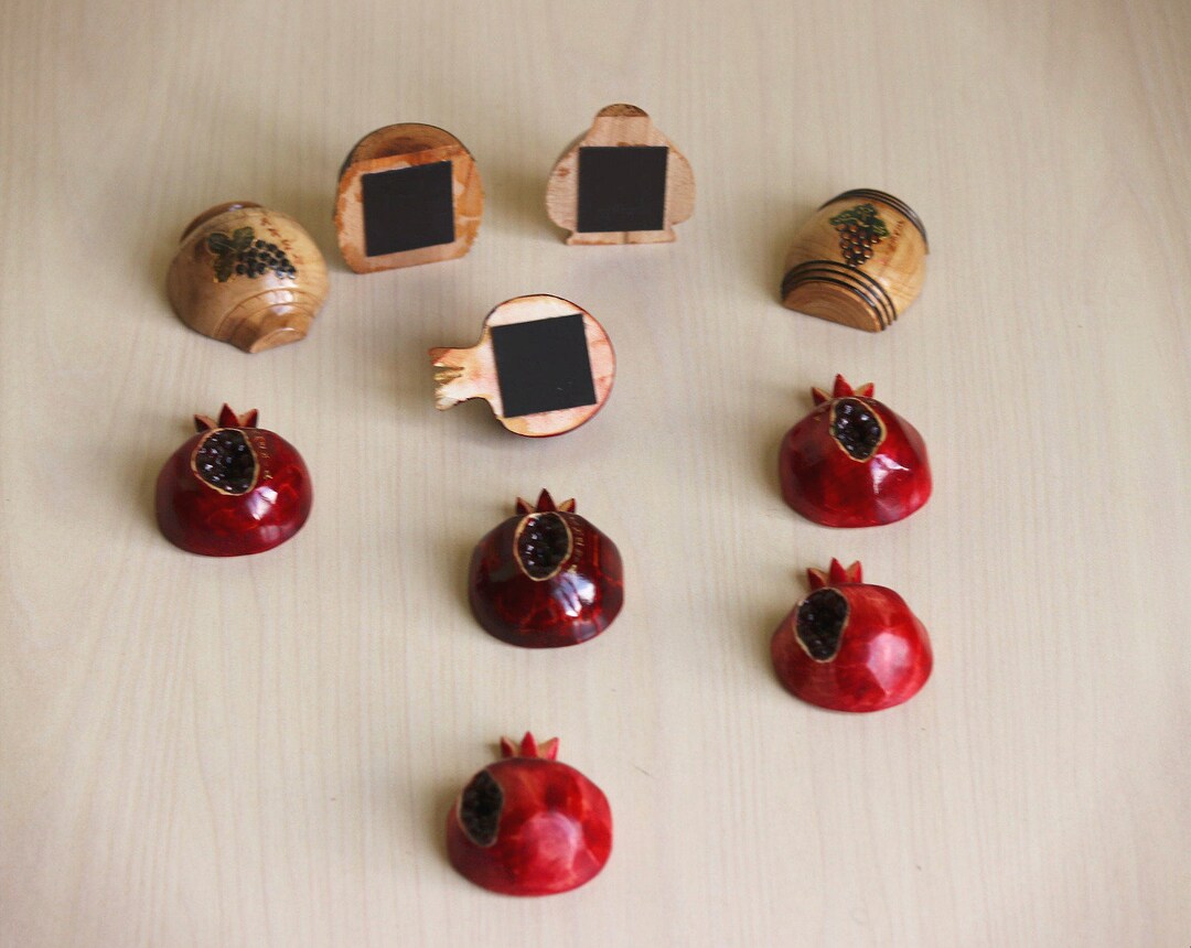 Wood Magnets | Wine Barrel Decor | Pomegranate Magnets | Winery Wedding ...