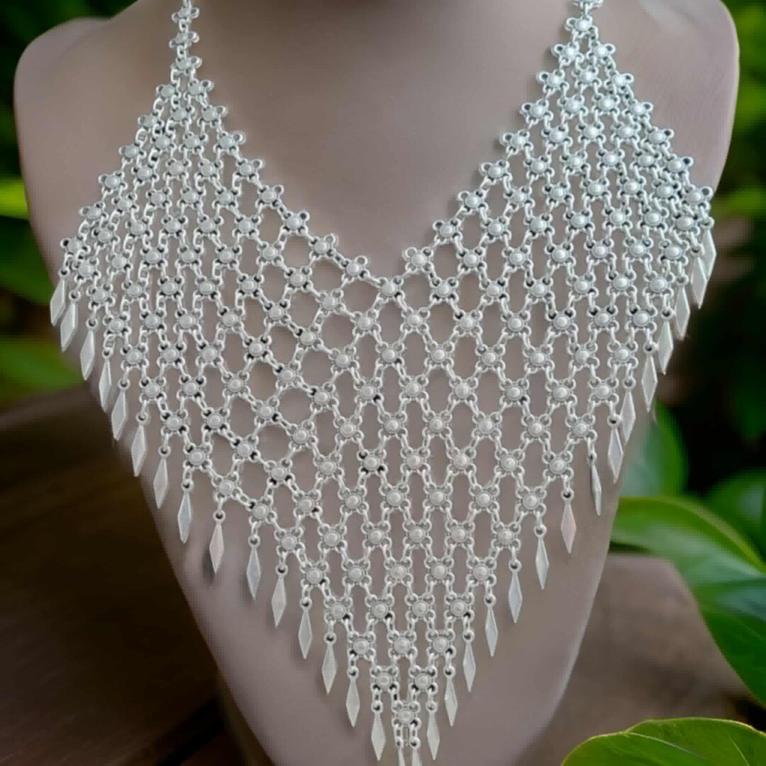 Flower Net Armor Bib Necklace - Medieval Knights Noble Garni Inspired ...