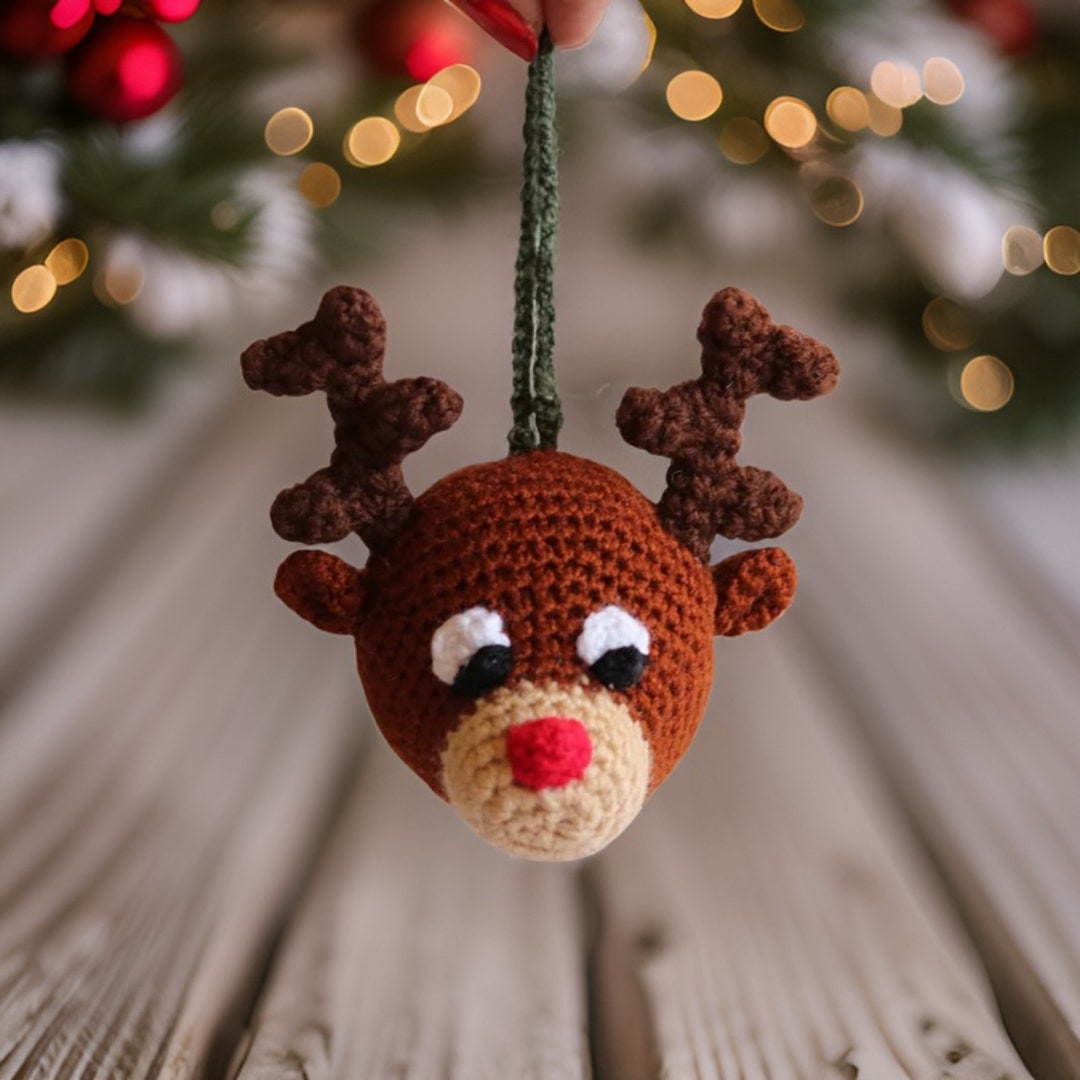 Red Nose Reindeer Crochet Ornament - Kid-safe, Unbreakable - Family ...