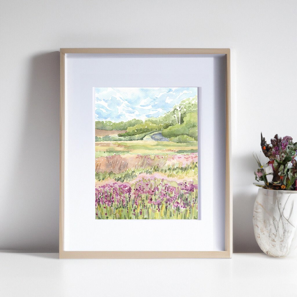Summer Watercolor Landscape Art Print, August Fields, 8 X 10 - Etsy