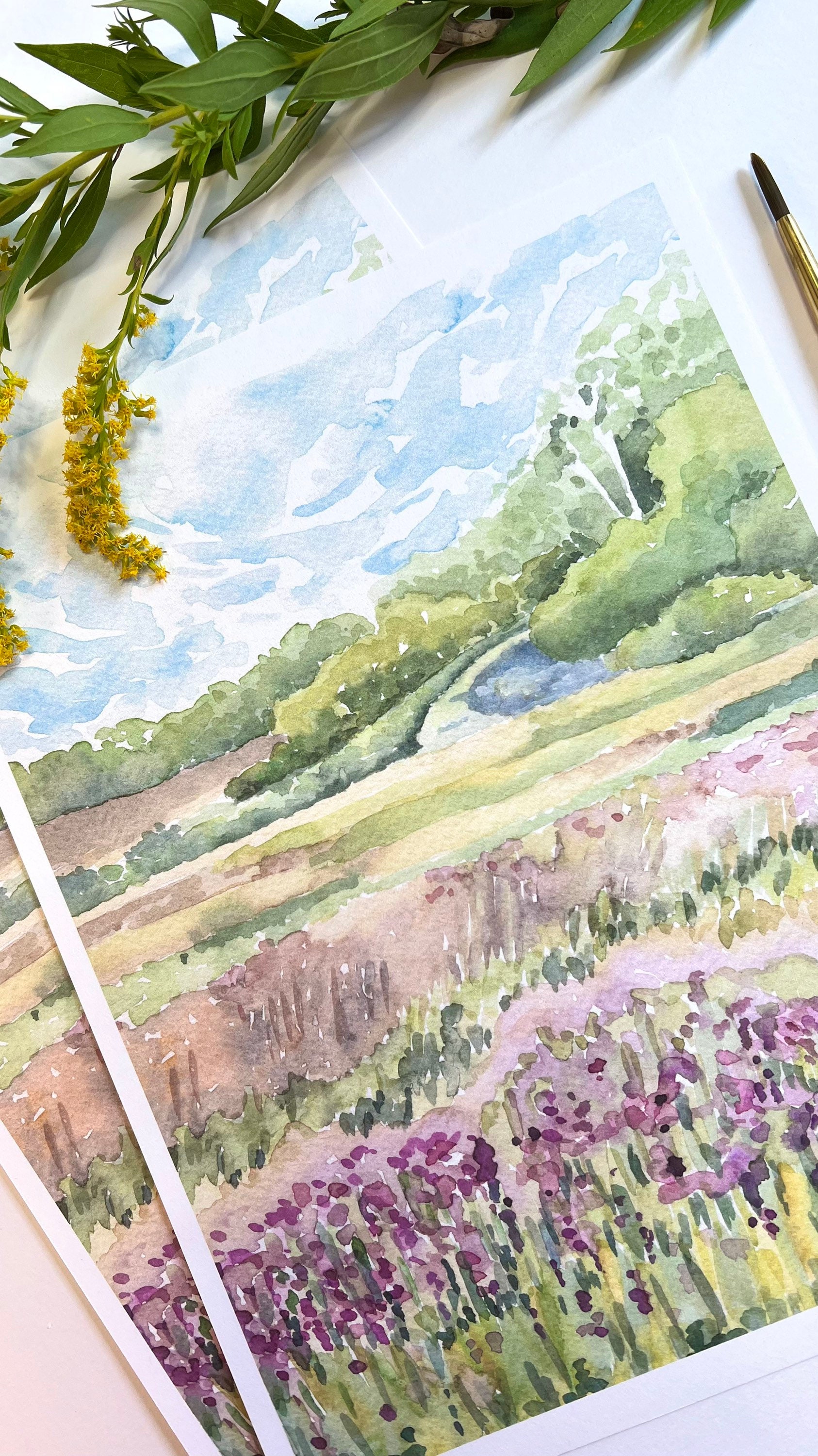Summer Watercolor Landscape Art Print, August Fields, 8 X 10 - Etsy
