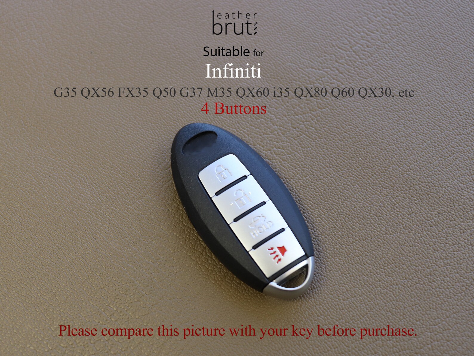 Infiniti Series [1-4] Leather Key Cover - G35 QX56 FX35 Q50 G37 M35 ...