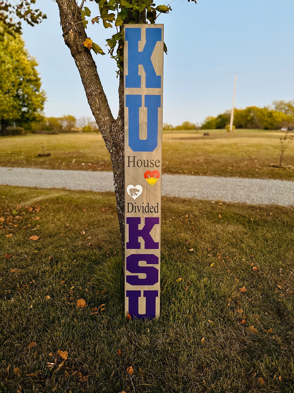 Handcrafted KU/KSU House Divided Porch Leaner - Etsy