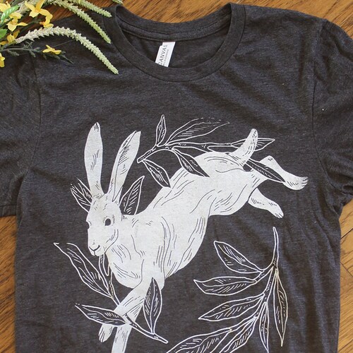 Womens Rabbit Shirt Womens Grey Vneck Rabbit Tshirt - Etsy