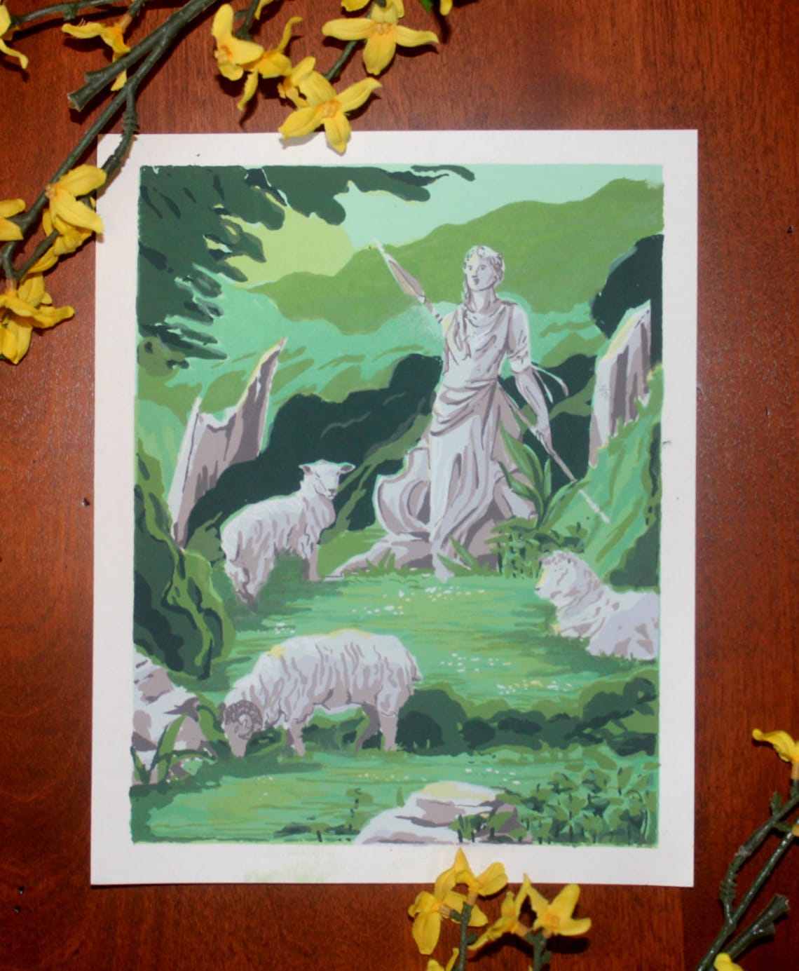 Greek Statue Forest Screen Printed Art Print - Etsy Hong Kong
