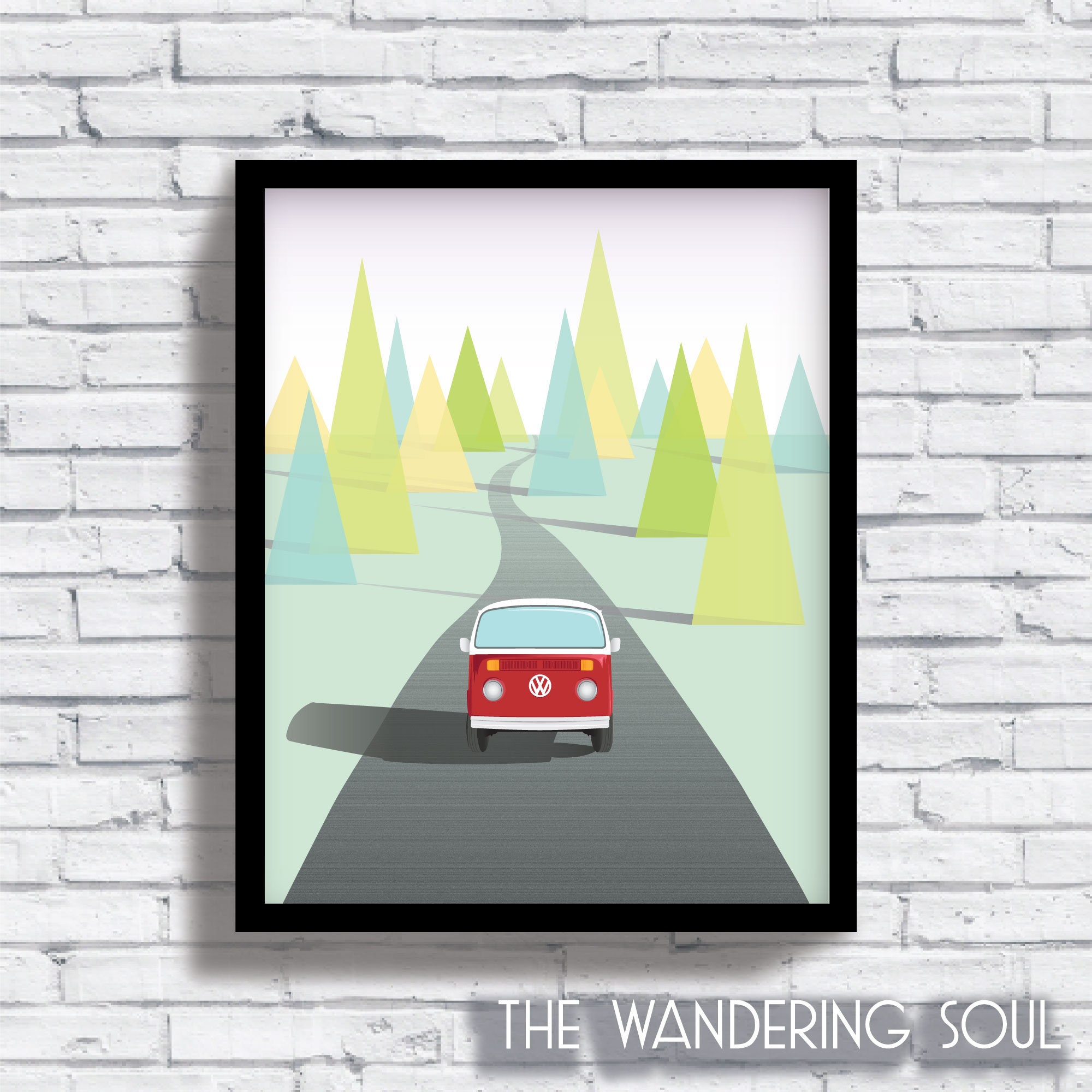 Red Van Life Road Trip Retro Illustration Art Digital Print - Etsy