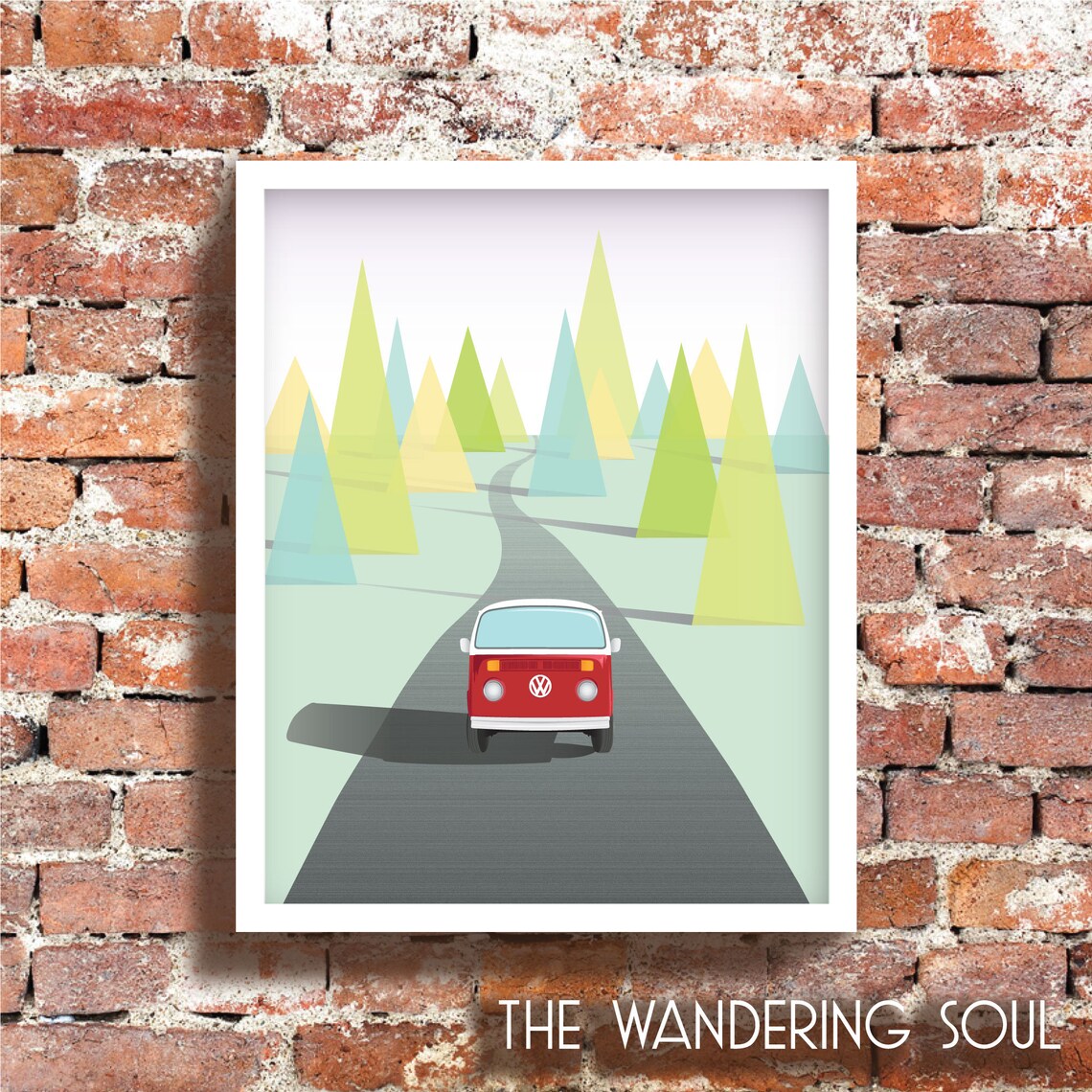 Red Van Life Road Trip Retro Illustration Art Digital Print - Etsy