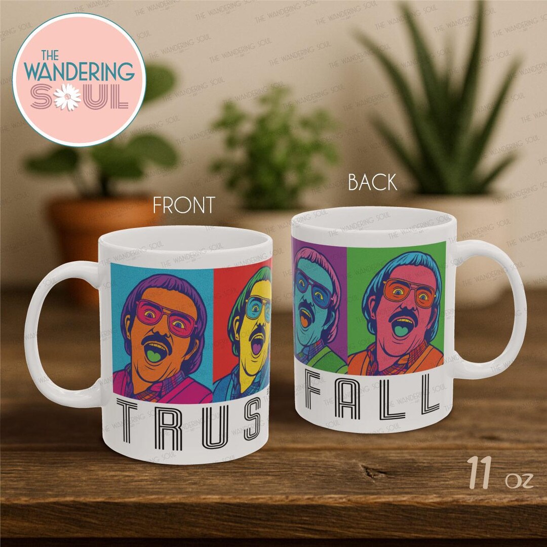 Funny Tiktok Chit Mug, Pop Art Coffee Cup, Trust Fall Chit, Colorful ...