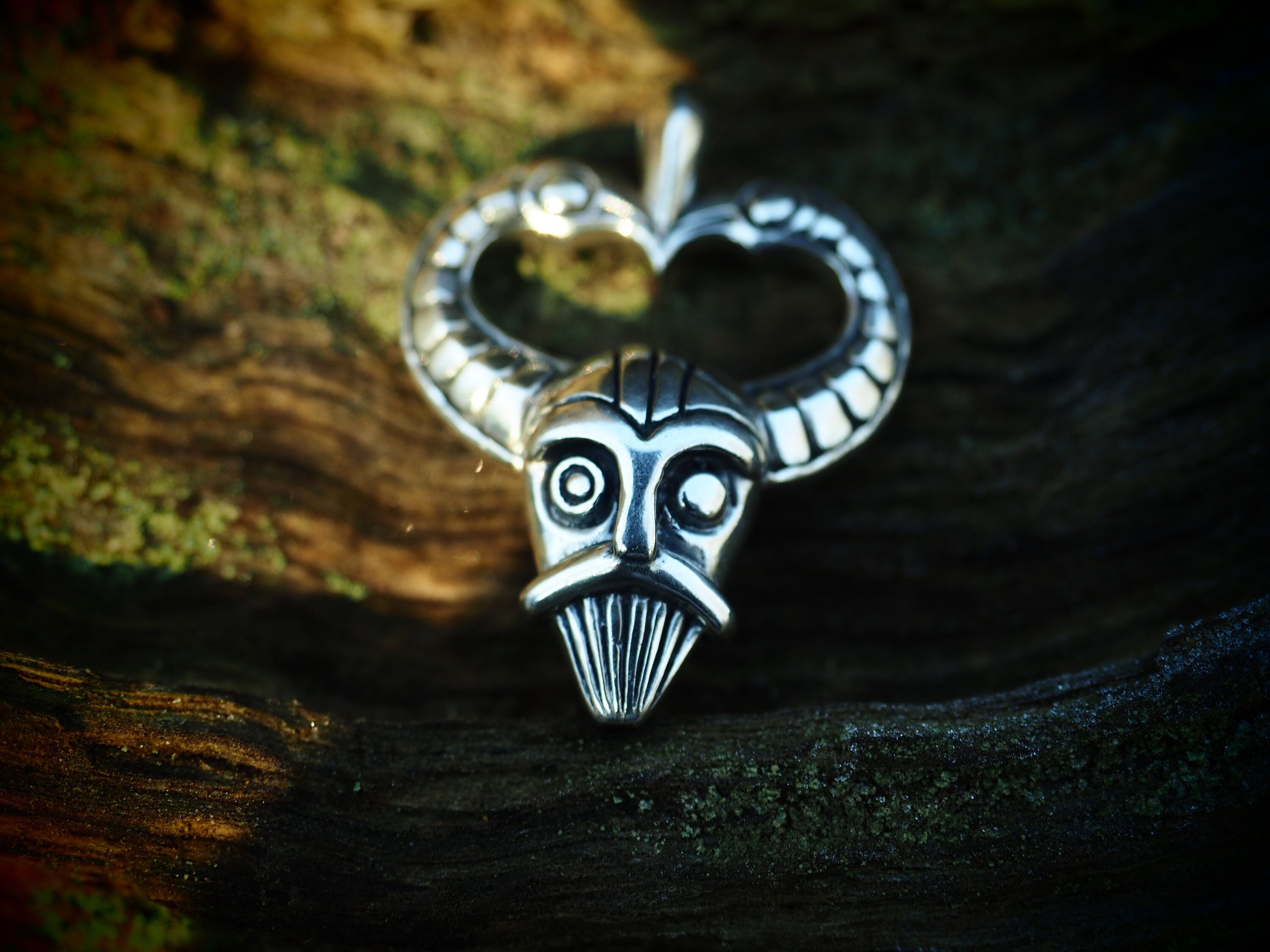 Mask of Odin Pendant with 2 Ravens and Protection Runes | Etsy