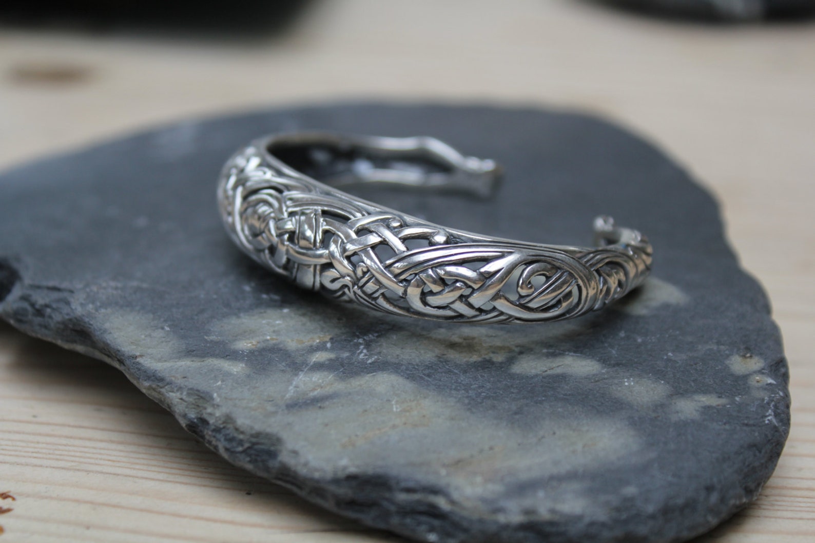 Viking Art Style Silver Bracelet - Etsy