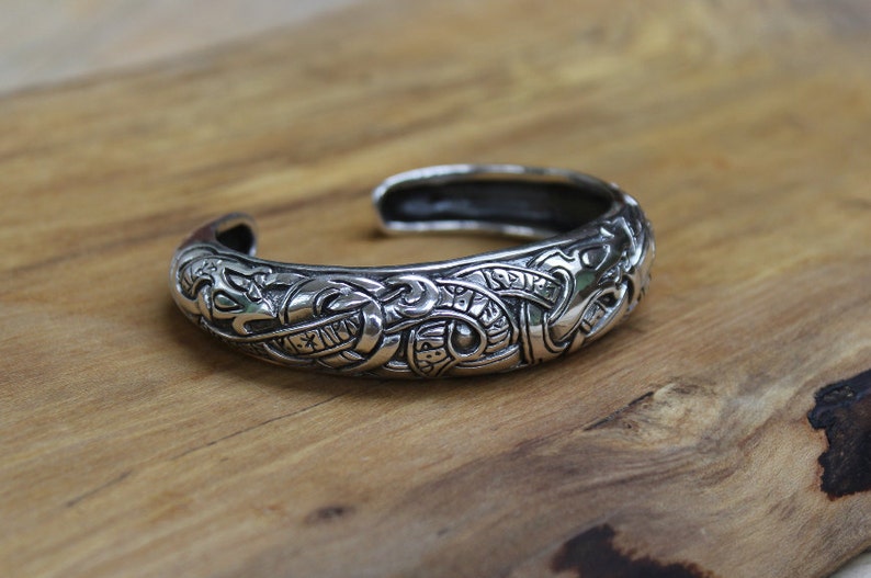 Viking Runic Dragon Bracelet Sterling Silver - Etsy