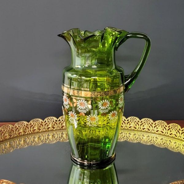 Glass Pitcher With Gold Rim - Etsy