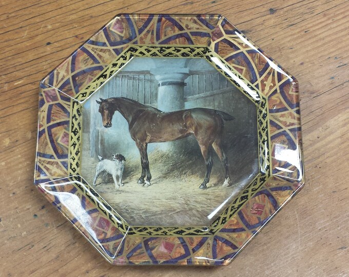 Durwin Rice Collector Glass Decoupage Plate Horse Dog Signed Art - Etsy
