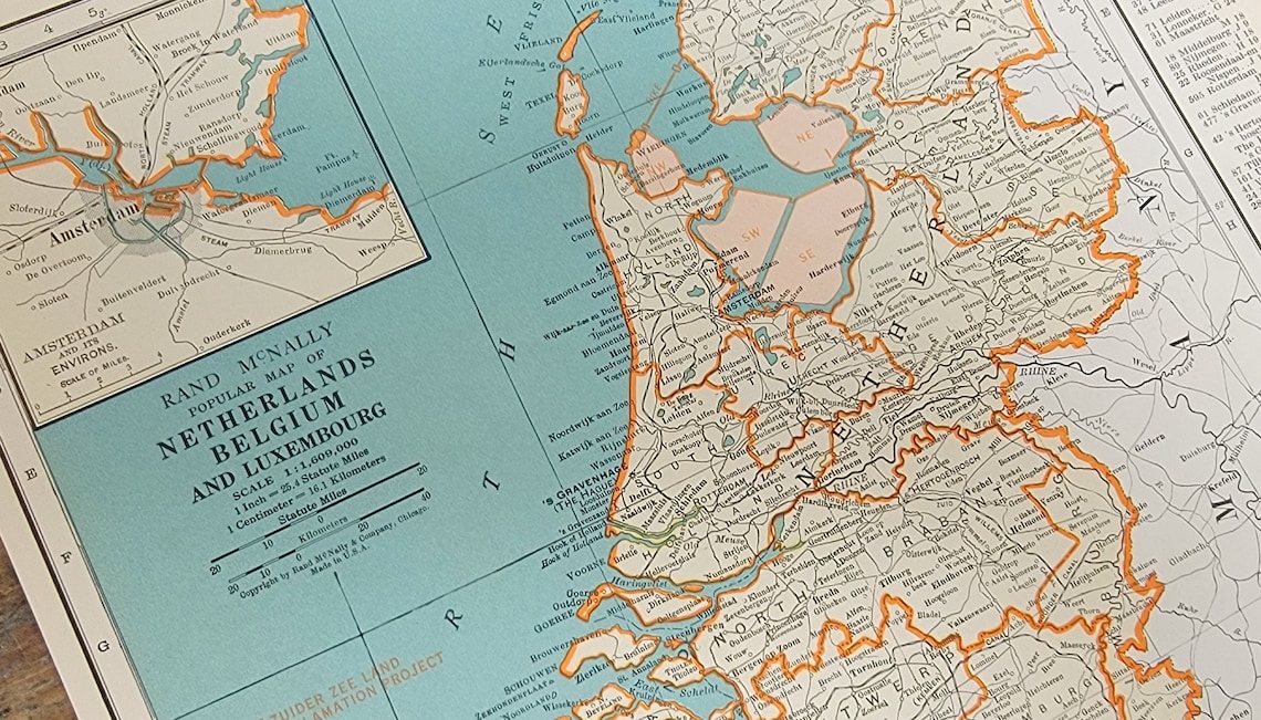 1935 Map of Netherlands Belgium Luxembourg Holland OR France - Etsy