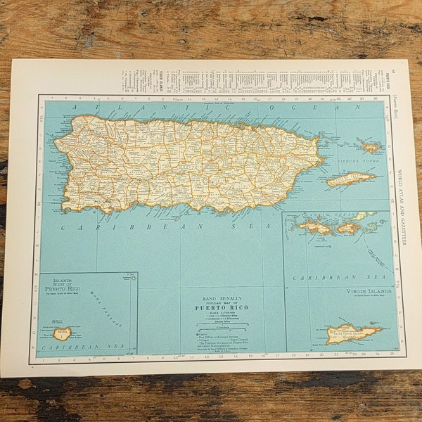 Puerto Rico Map Antique - Etsy