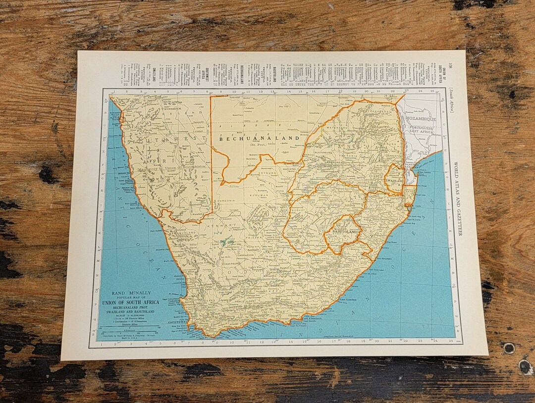 1935 Map of the Union of South Africa Antique World Atlas Vintage Print ...