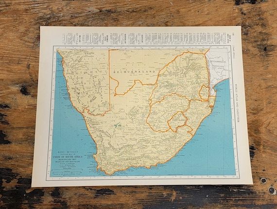 1935 Map of the Union of South Africa Antique World Atlas | Etsy