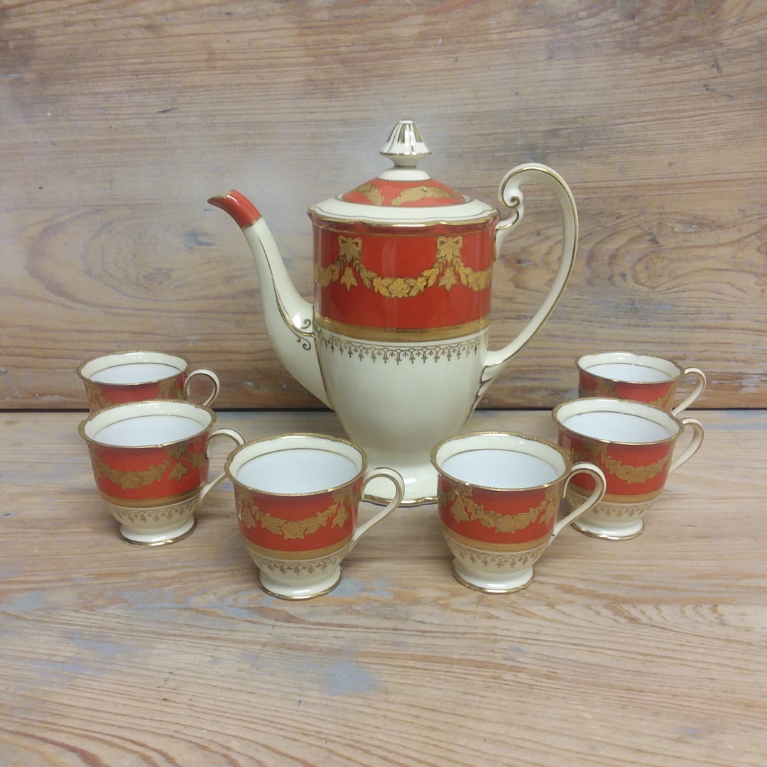 Noritake N3997 Chocolate Demitasse Cups Saucers Pot Porcelain ...