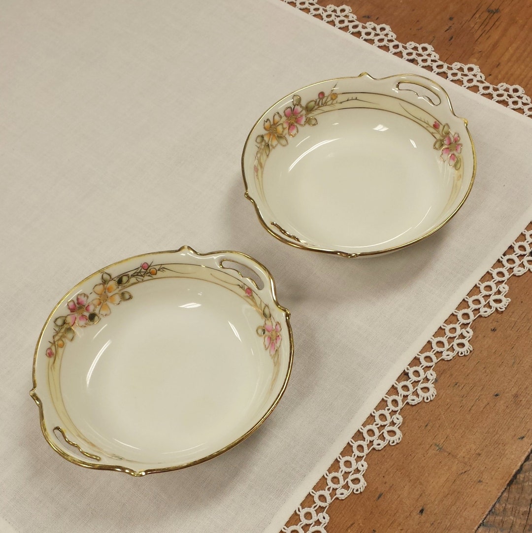 2 Hand Painted Nippon Porcelain Dishes With Cut-out Handles, Finger ...
