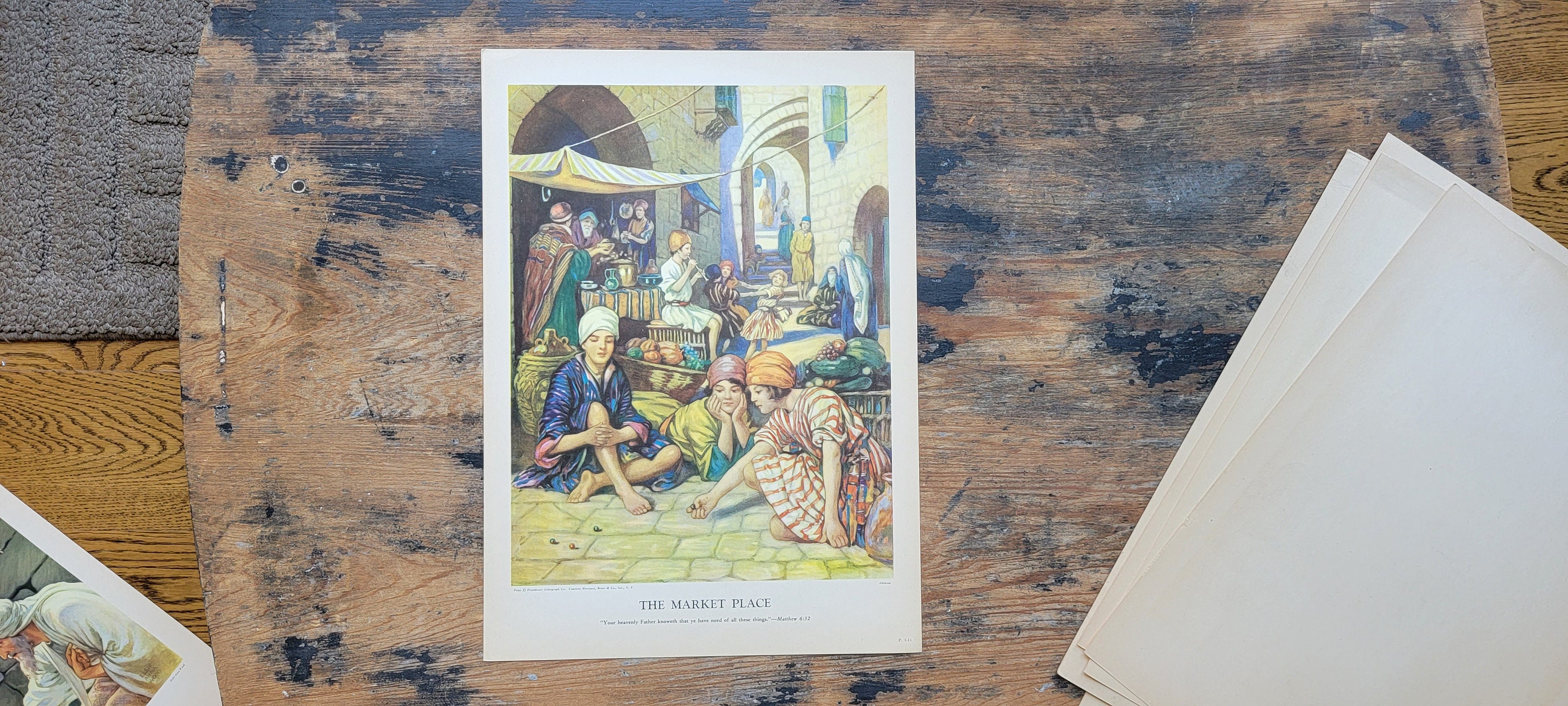 Maud T. Atkinson Illustration "the Marketplace" Providence Lithograph ...