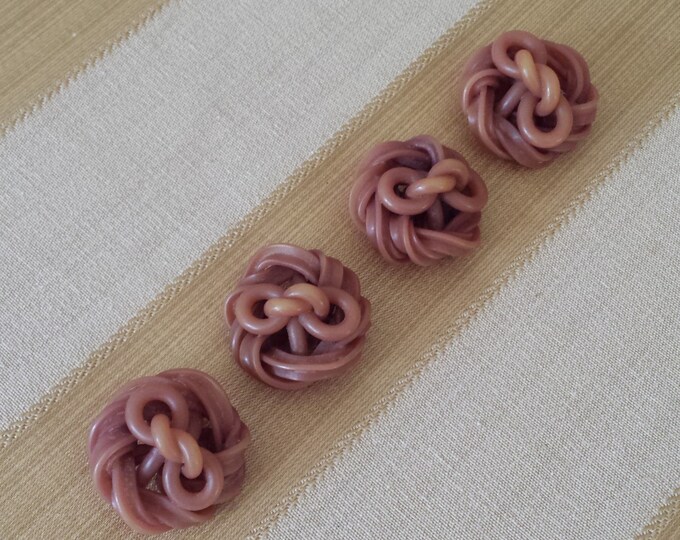 Celluloid Extruded Spaghetti Knot Buttons, Set of Four, Mauve, Pink ...