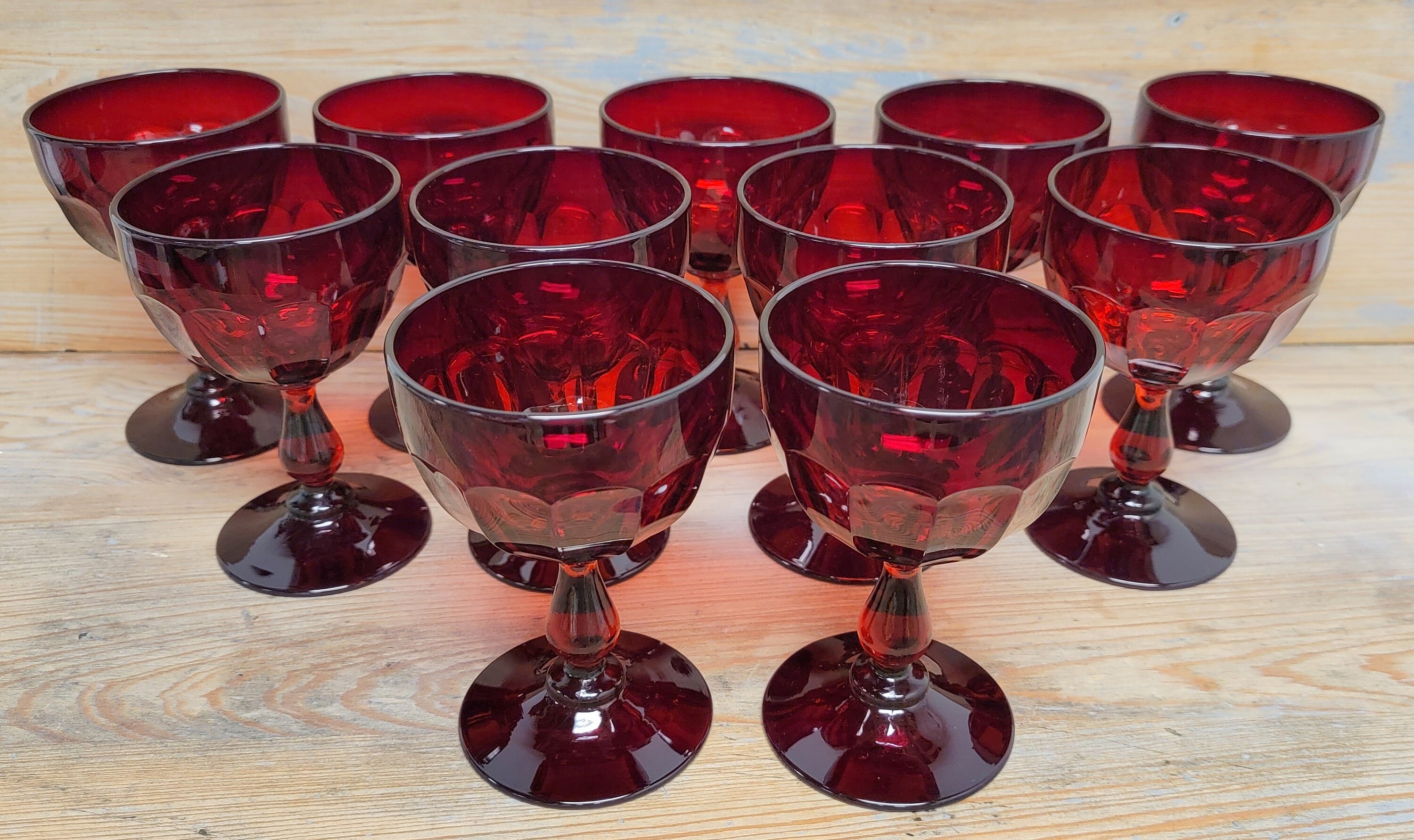 10 Coupe Cocktail Goblets Ruby Red Colored Glassware Retro - Etsy