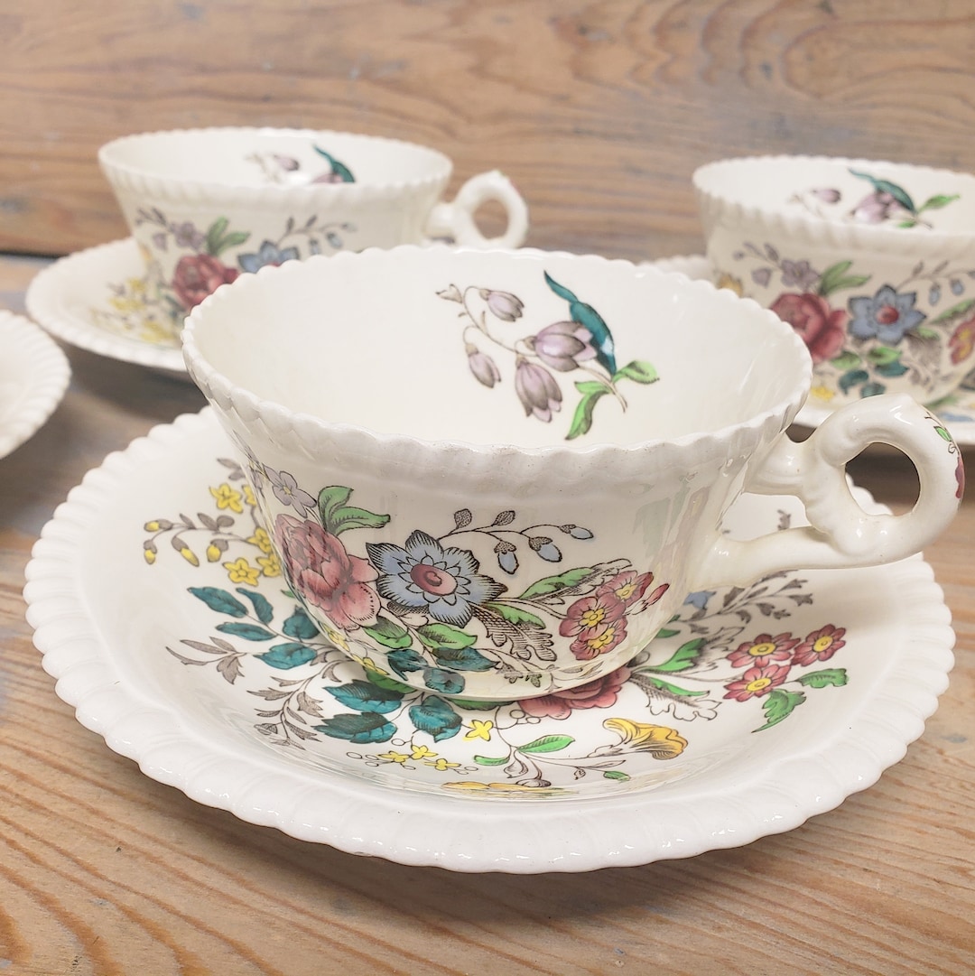 2-10 ROMNEY Cup & Saucer Sets by Copeland Spode Multicolor Floral ...