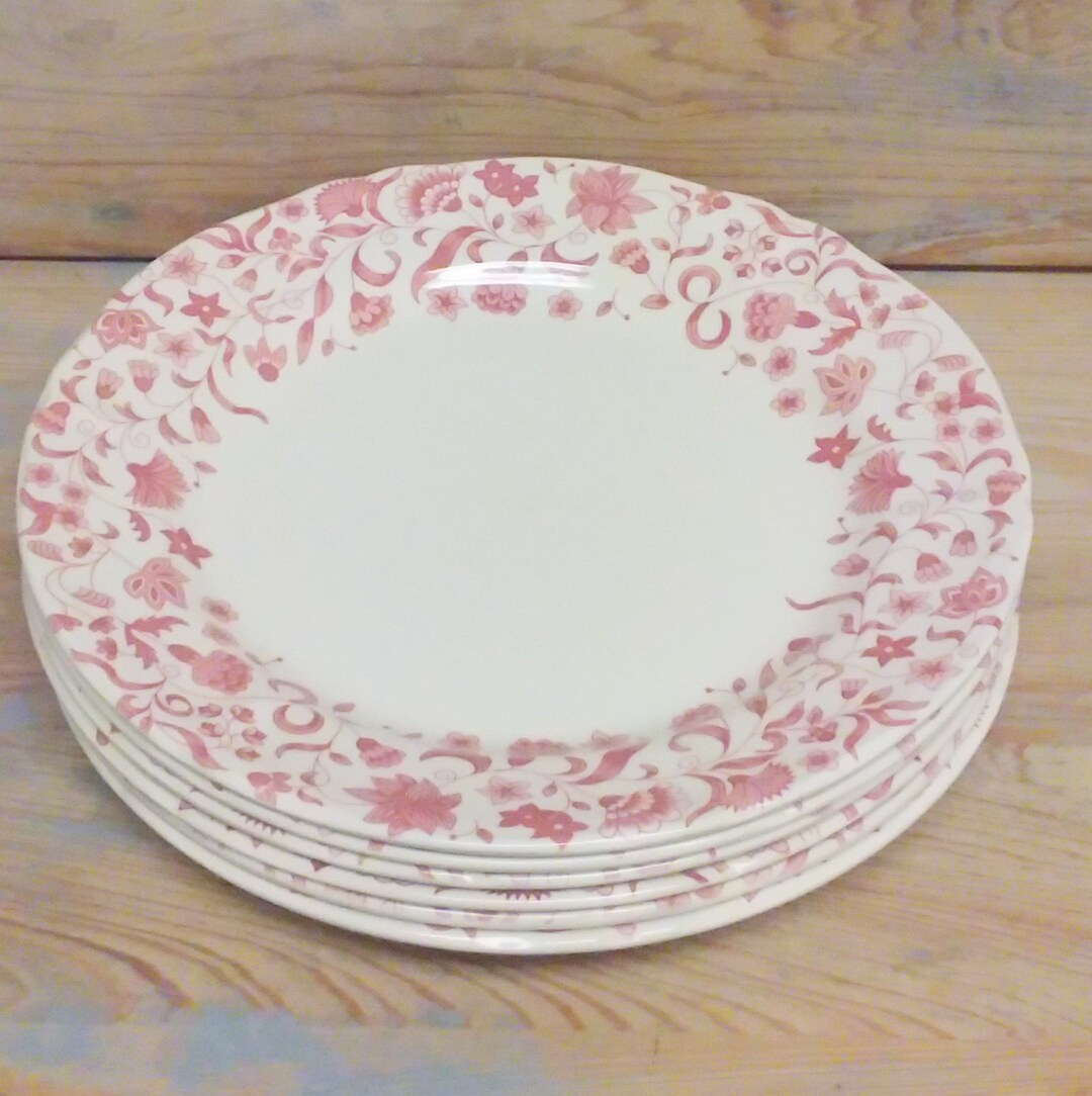 Dinner Plates Libbey LIE12 Red Transferware Floral - Etsy