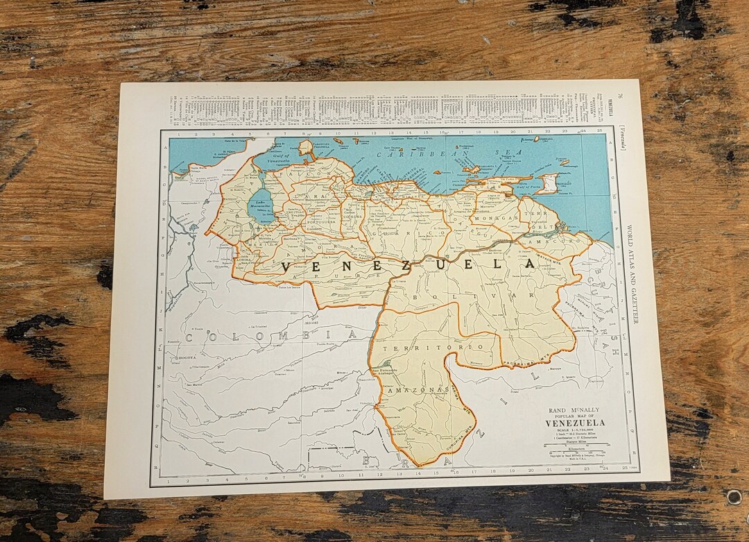 1935 Map of Venezuela OR South America/brazil Antique World Atlas ...