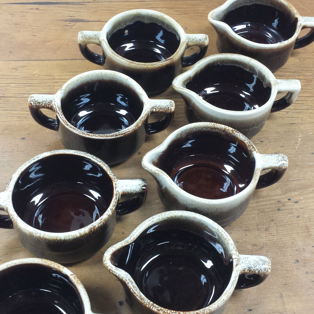 Set of 4 Sugar & Creamer ~ Packet Bowls ~ Pfaltzgraff Gourmet Brown ...