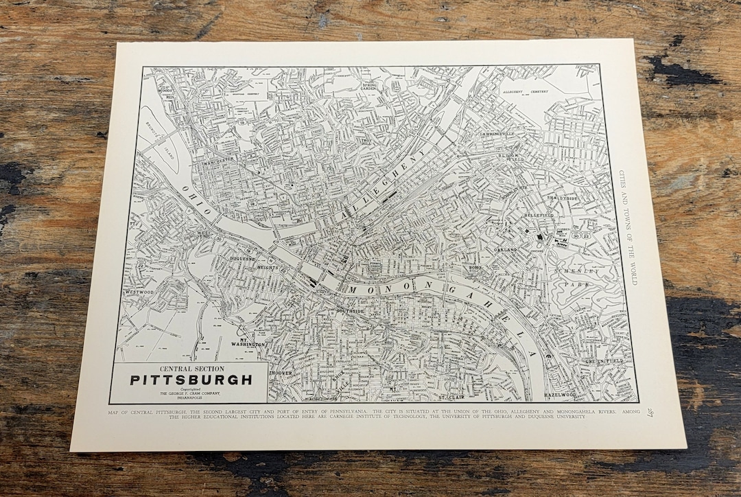 1935 San Francisco City Street Map Vintage Black & White Print ...