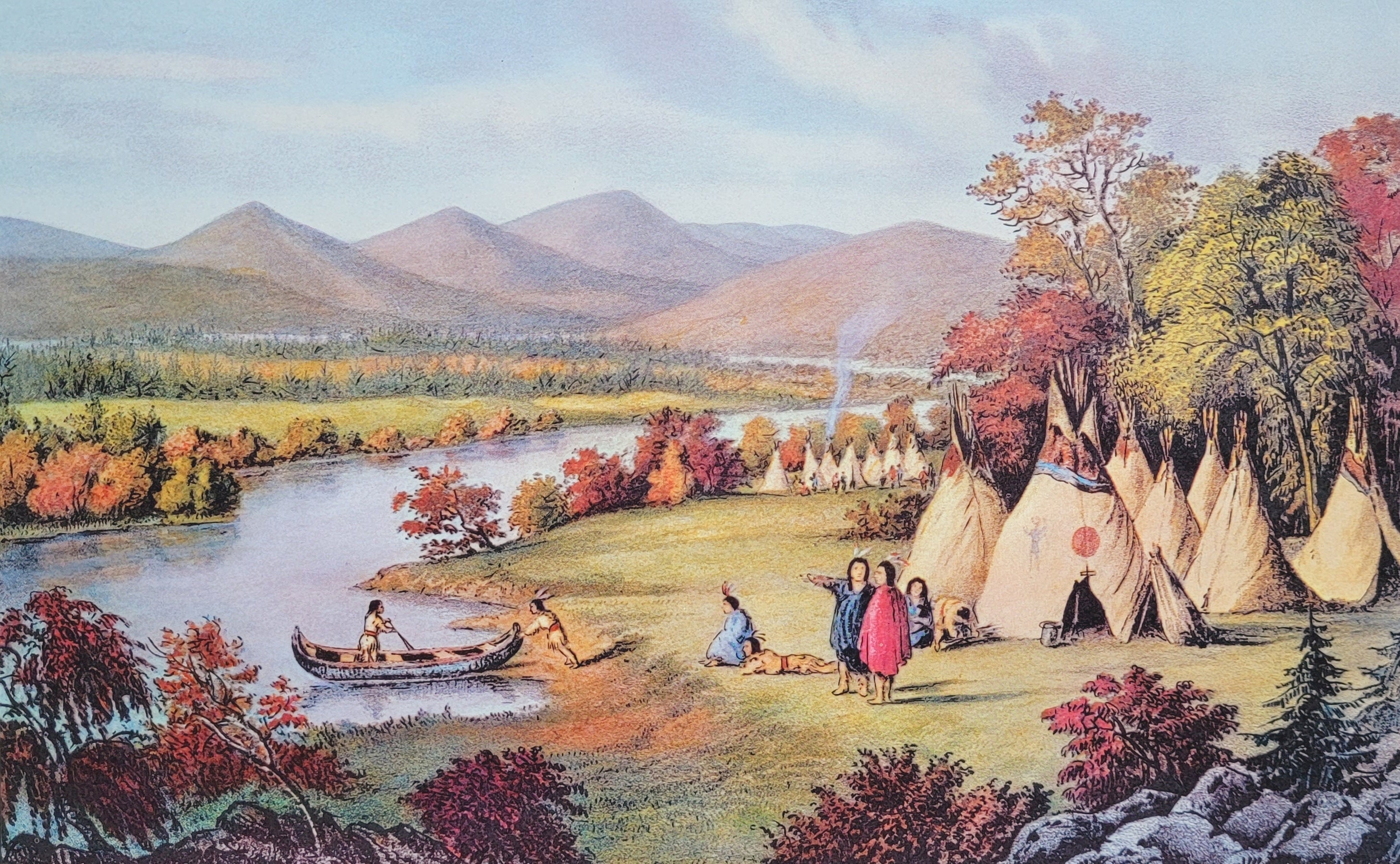 Native American Village Drawing