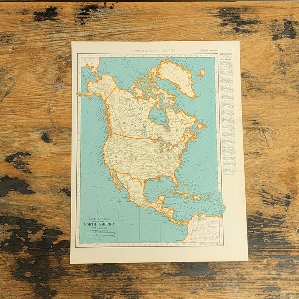Continental Map of North America - Etsy