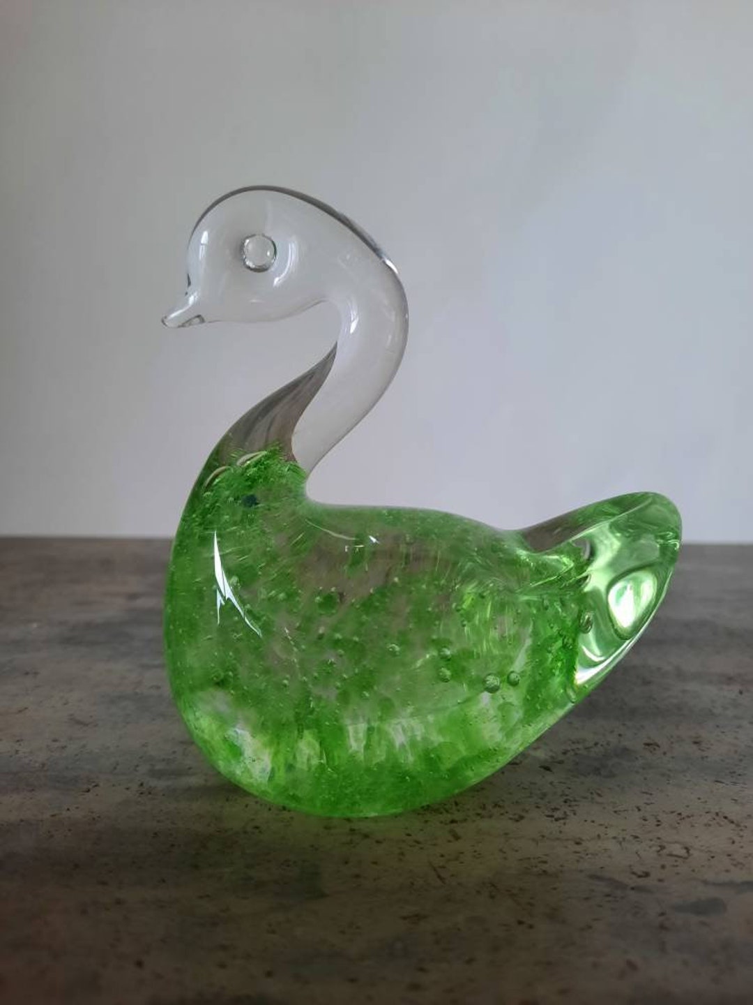 Swan 1970s Green Swan Paperweight Mid Century Modern Handmade Green ...
