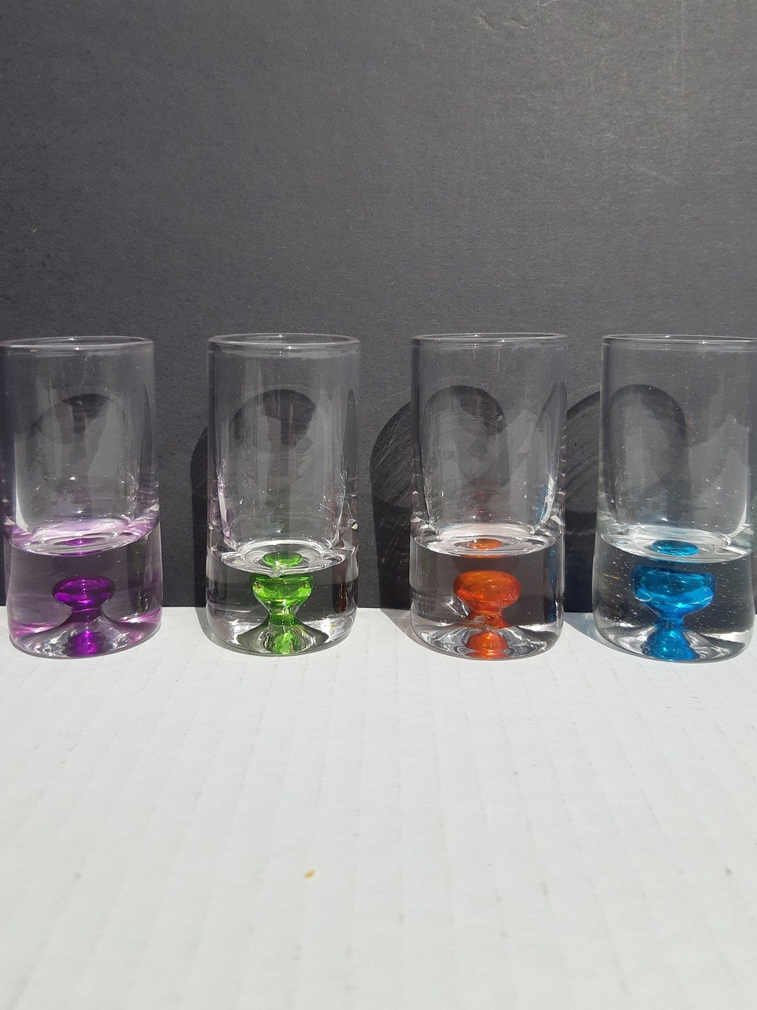 Vintage Shot Glasses Set of 4 Shot Glasses Bubble Bottom Shot Glasses 4 ...