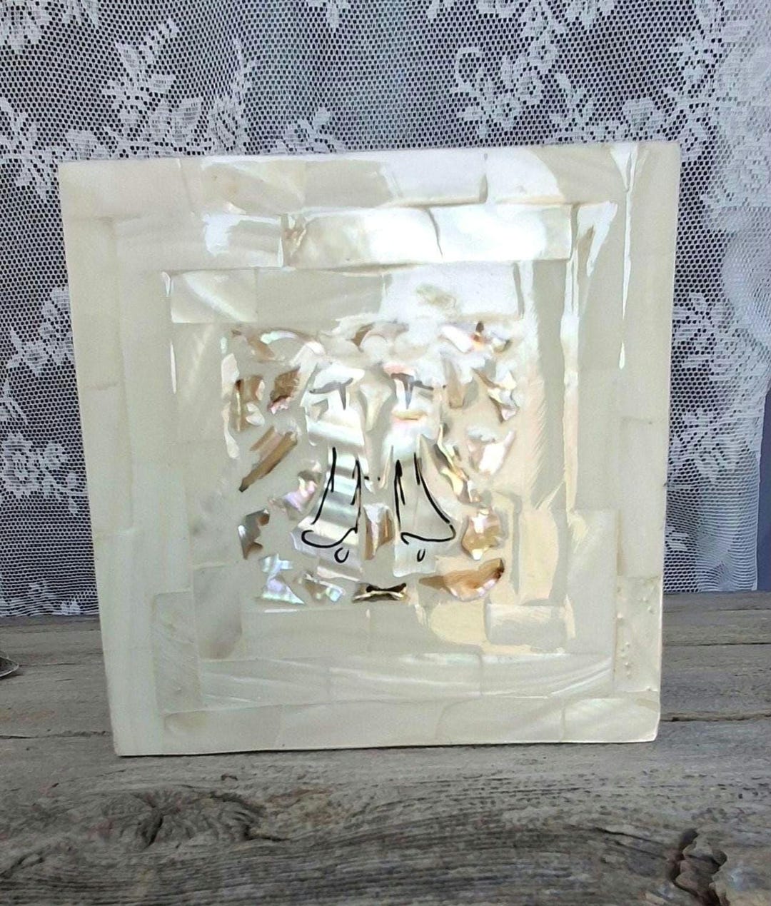 Vintage 1990's MOTHER of PEARL Inlay COASTERS Handmade Set of 7 5 ...