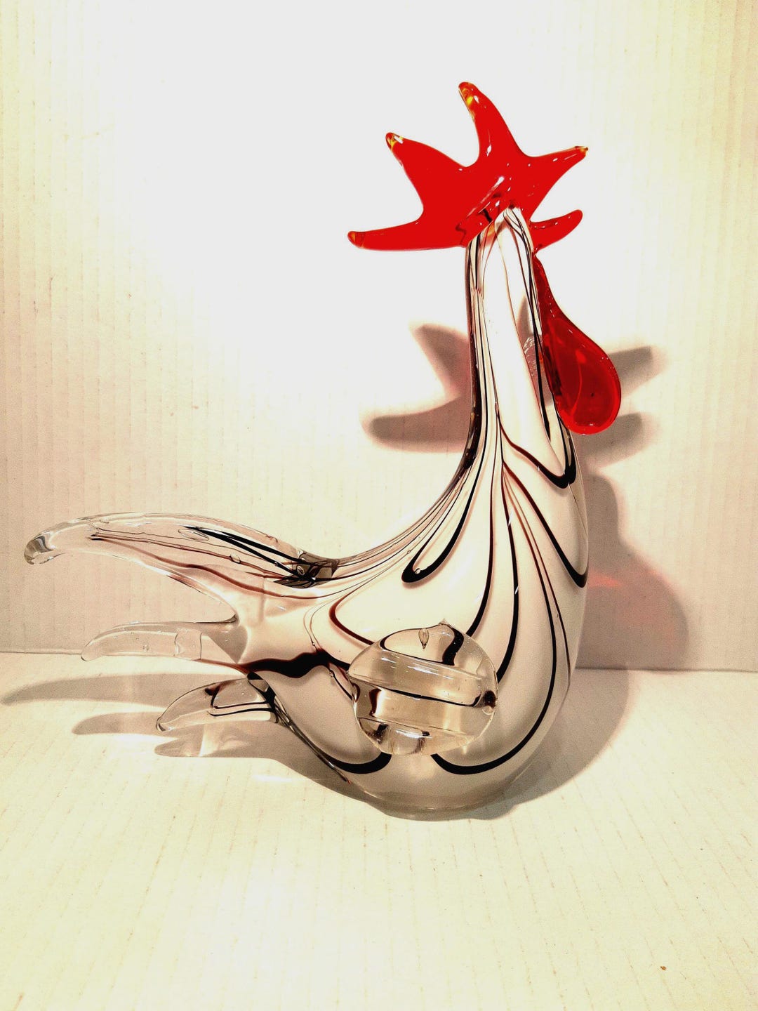 Rooster Art Glass Murano Style Brown Swirl Pattern Heavy Glass ...