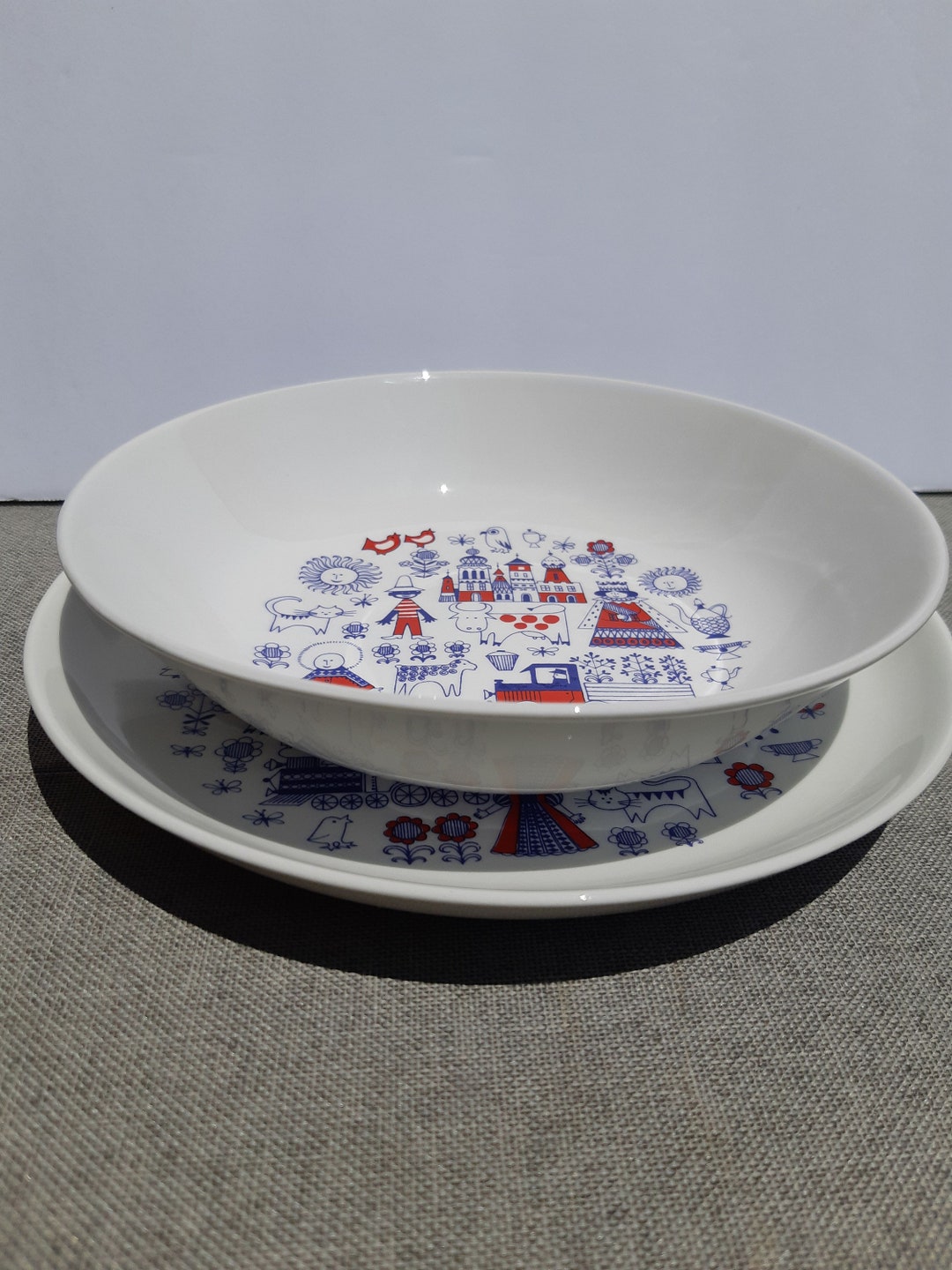 Vintage 1960's Arabia Findland Children's Matching Plate and Bowl ...