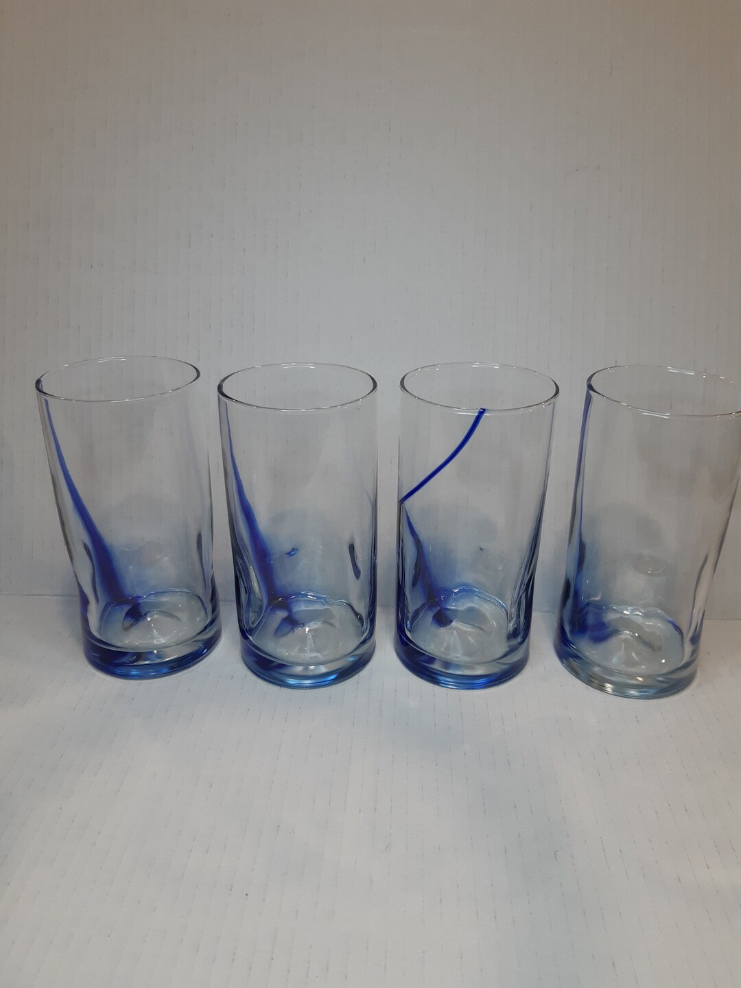 Libbey Blue Ribbon Impressions Glasses Set of 4 Thumbprint Glasses ...