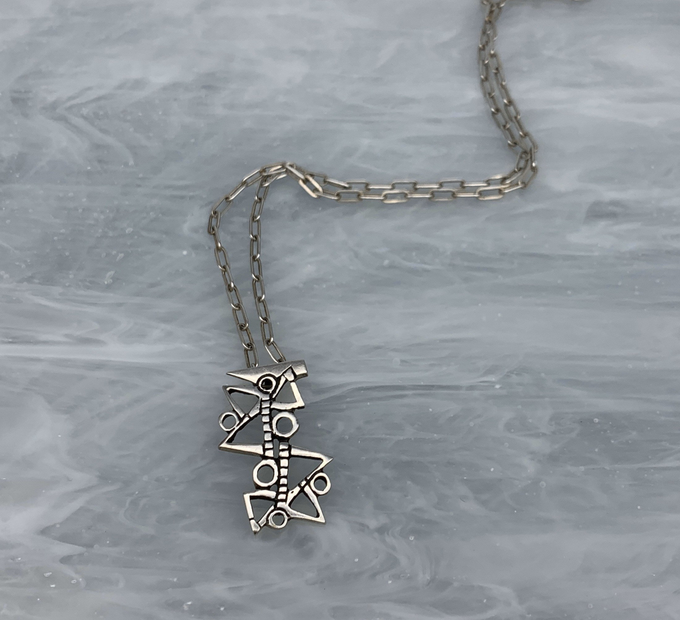 Vintage Modernist Abstract Geometric Sterling Silver Pendant Necklace ...