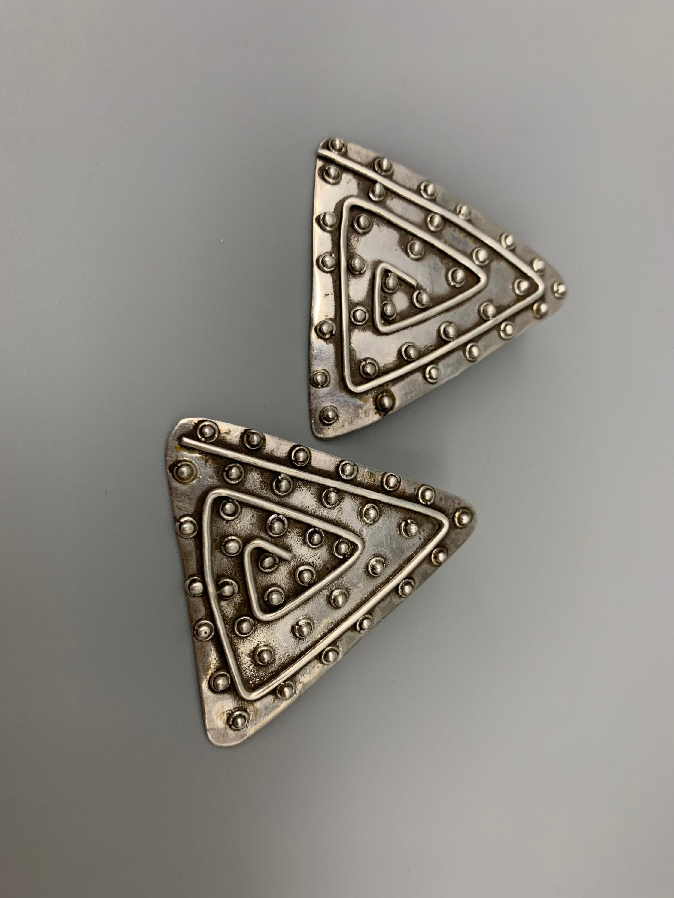 Vintage Triangle Geometric 1980s Artisan Sterling Silver Statement ...