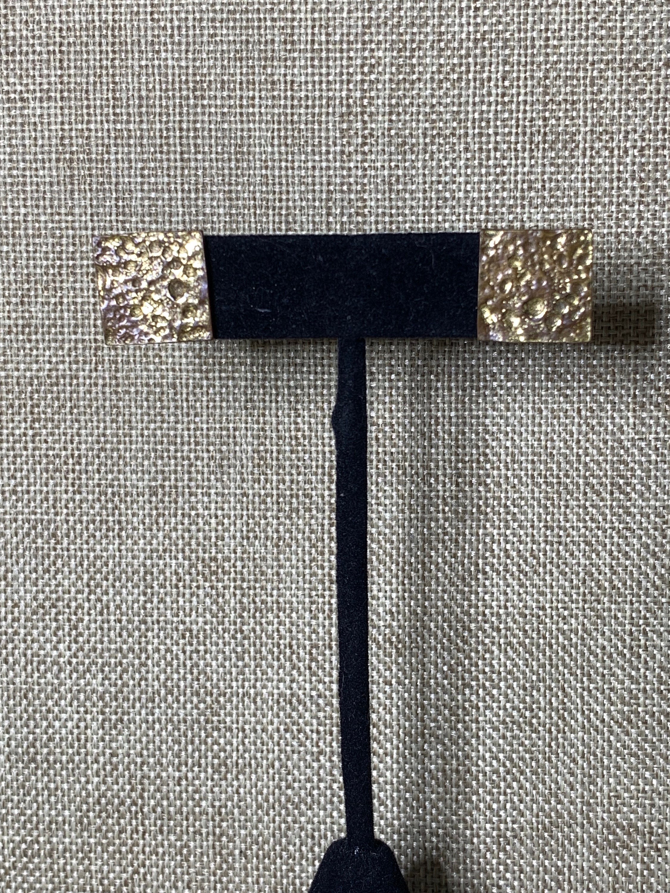Vintage Brutalist Hammered Bronze Stud Earrings, Anne Dick