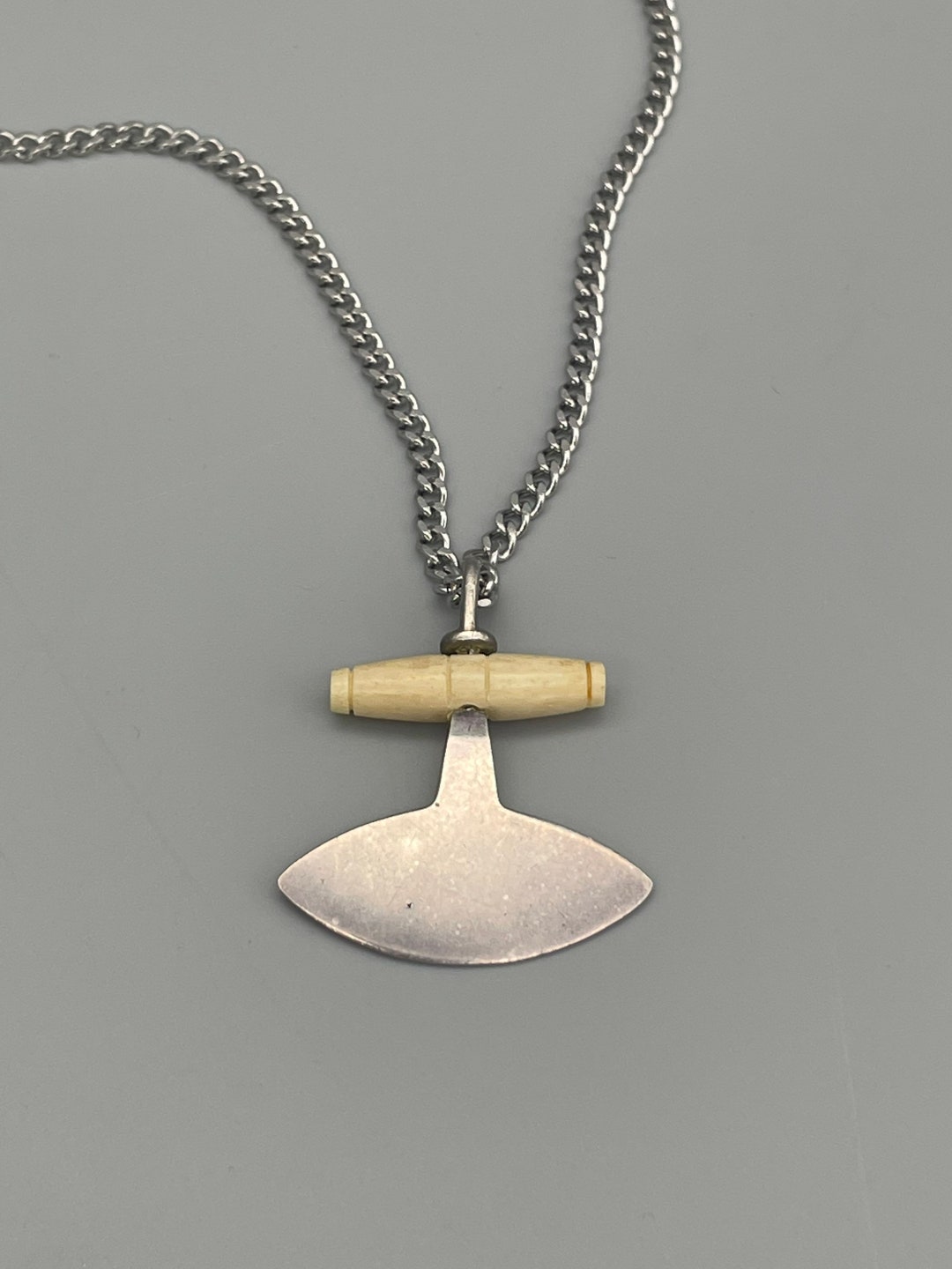 Vintage Jens Tage Hansen Inuit Ulu Skinning Knife Bone Sterling Silver ...