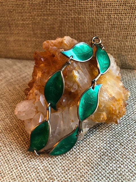 Vintage David Anderson D-A 925 Sterling Silver and Green Enamel Mid ...