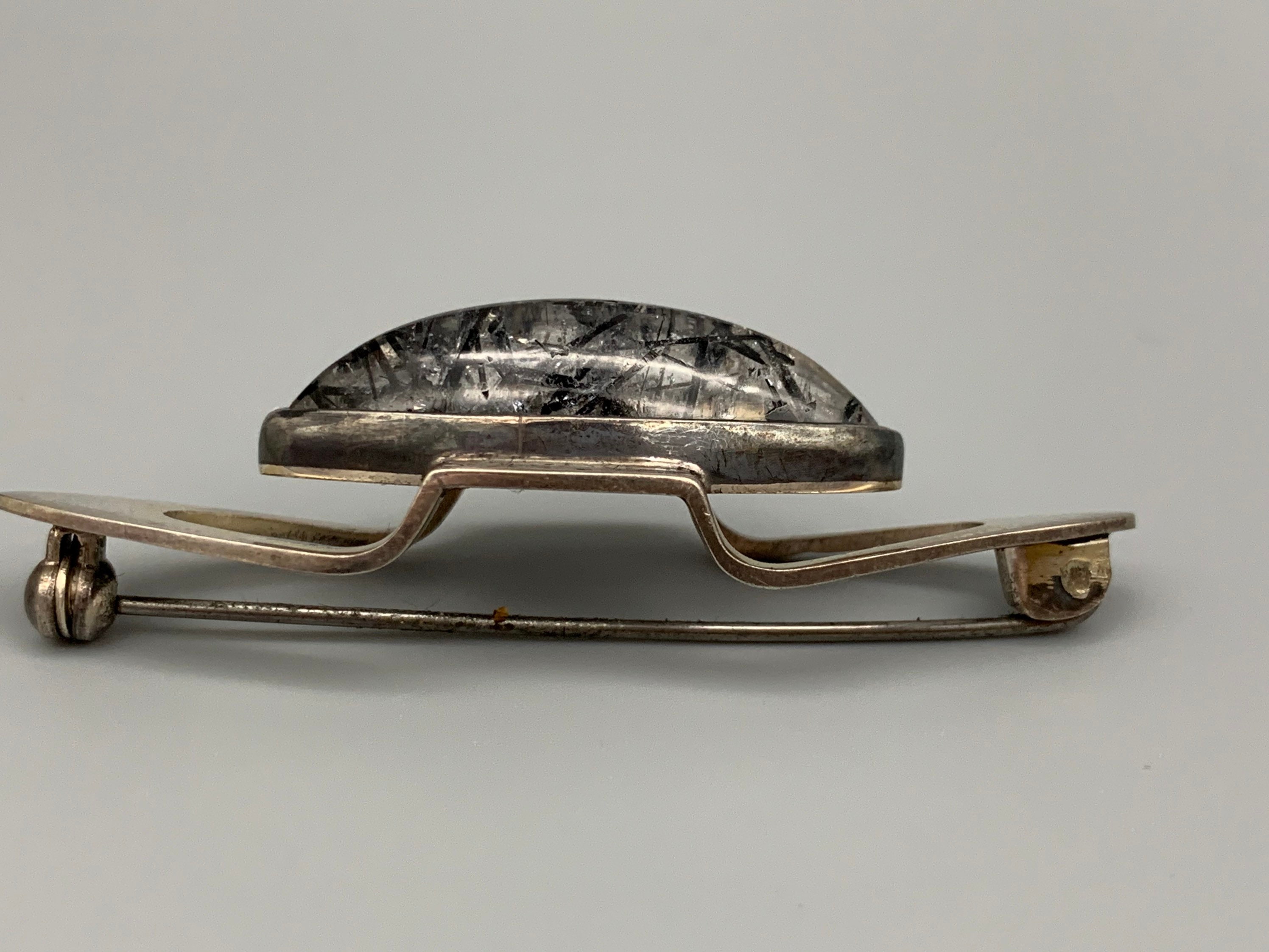 Vintage Kaunis Koru Black Rutilated Quartz Modernist Sterling Silver ...