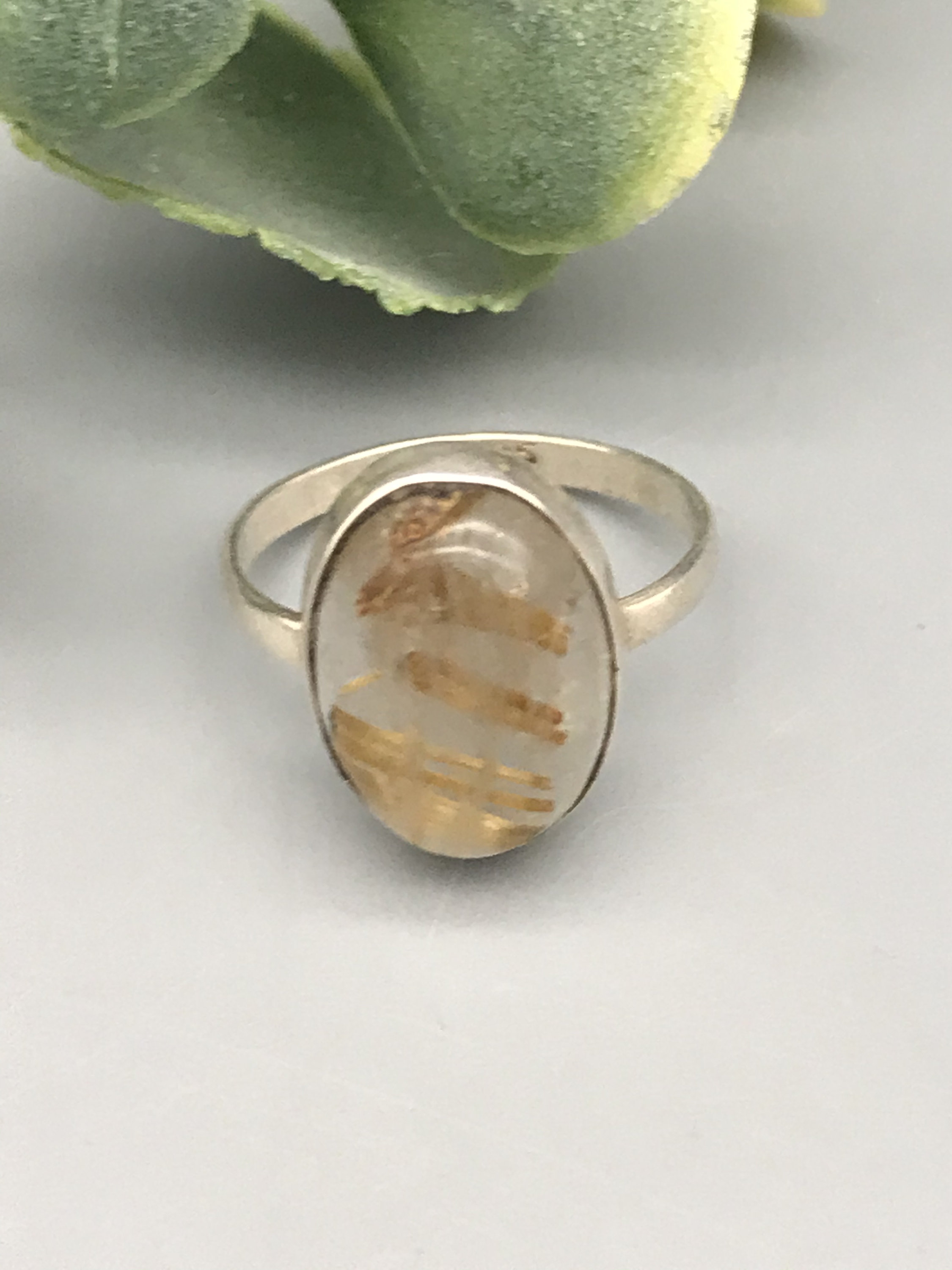 Vintage Golden Rutilated Quartz Minimalist Gemstone Sterling Silver ...