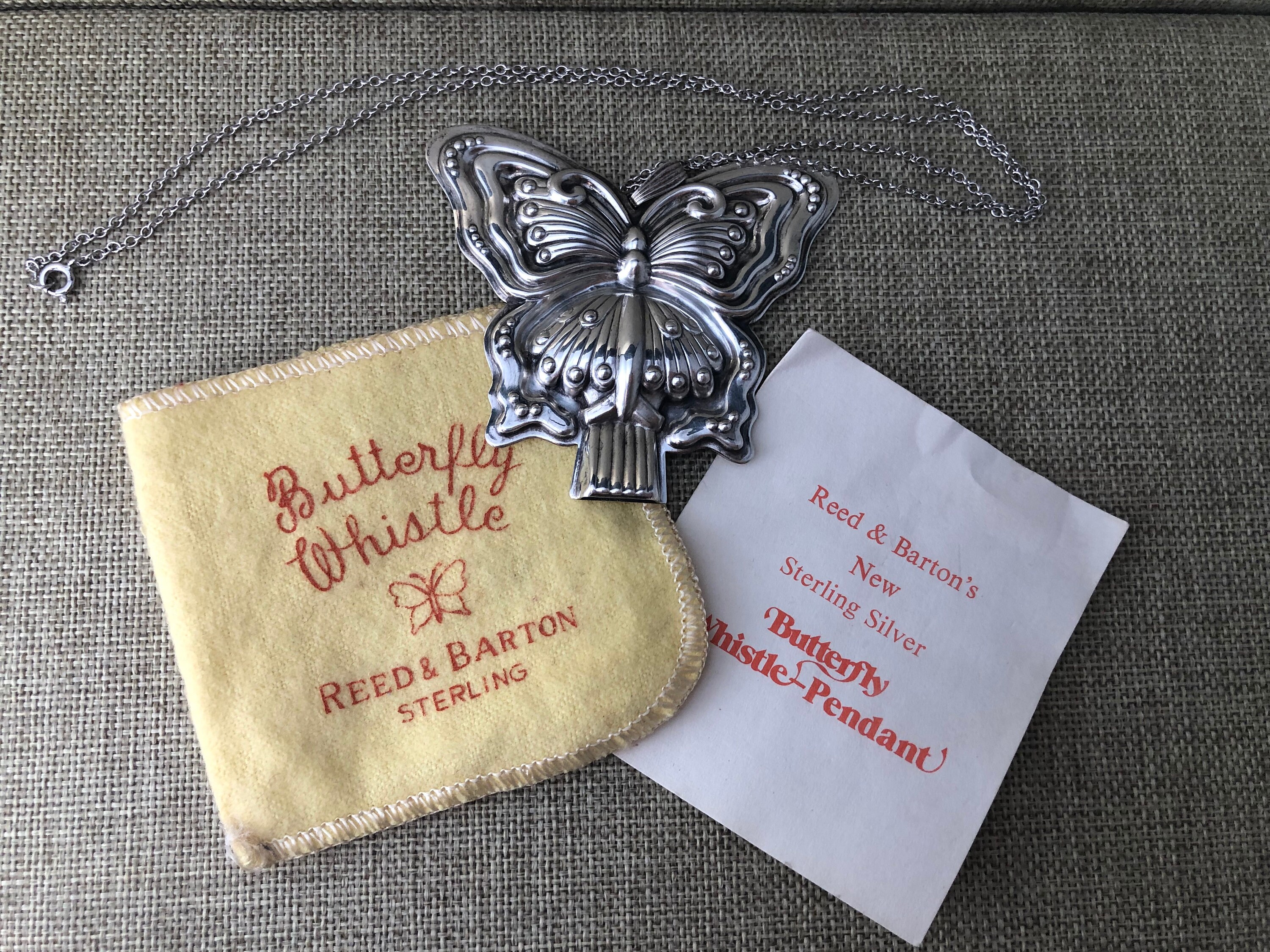 Vintage Sterling Silver Butterfly Whistle Pendant, Reed & Barton ...
