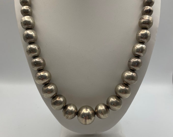 Vintage Native American Sterling Silver Ball Bead Necklace, 23" - Etsy