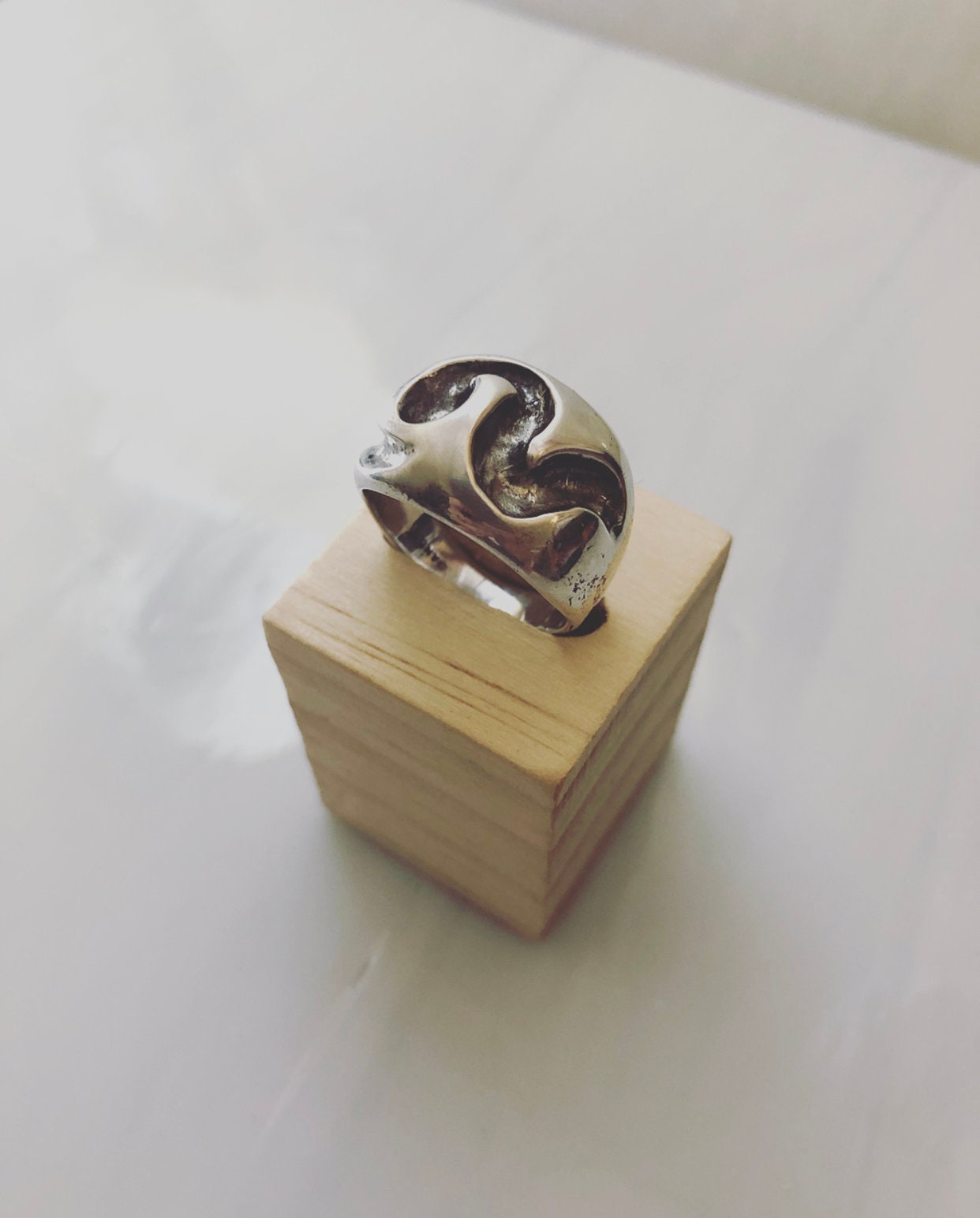 Vintage Sterling Silver Abstract Ring, Jandes, Unisex, Size: 8.75