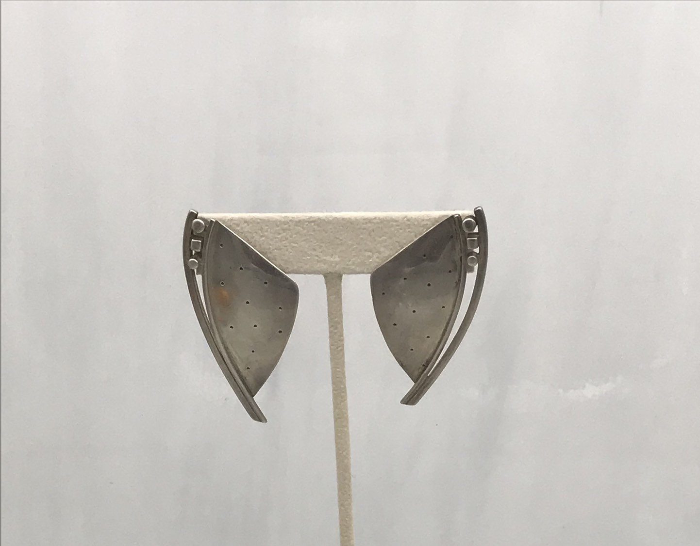 Vintage Modernist Silver Statement Push Back Earrings